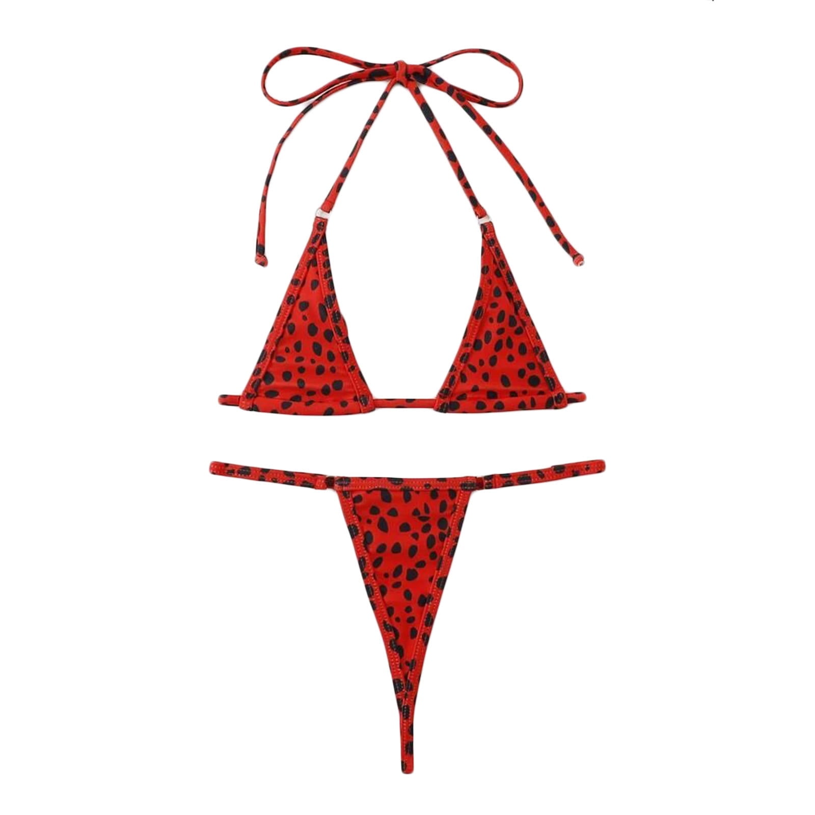 Wreesh Womens Two Piece Swimsuit String Bikini Sets Halter Swimsuit