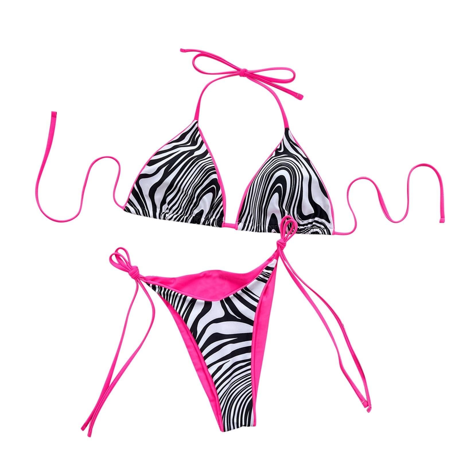 Wreesh Womens Two Piece Swimsuit String Bikini Sets Printed Bandage