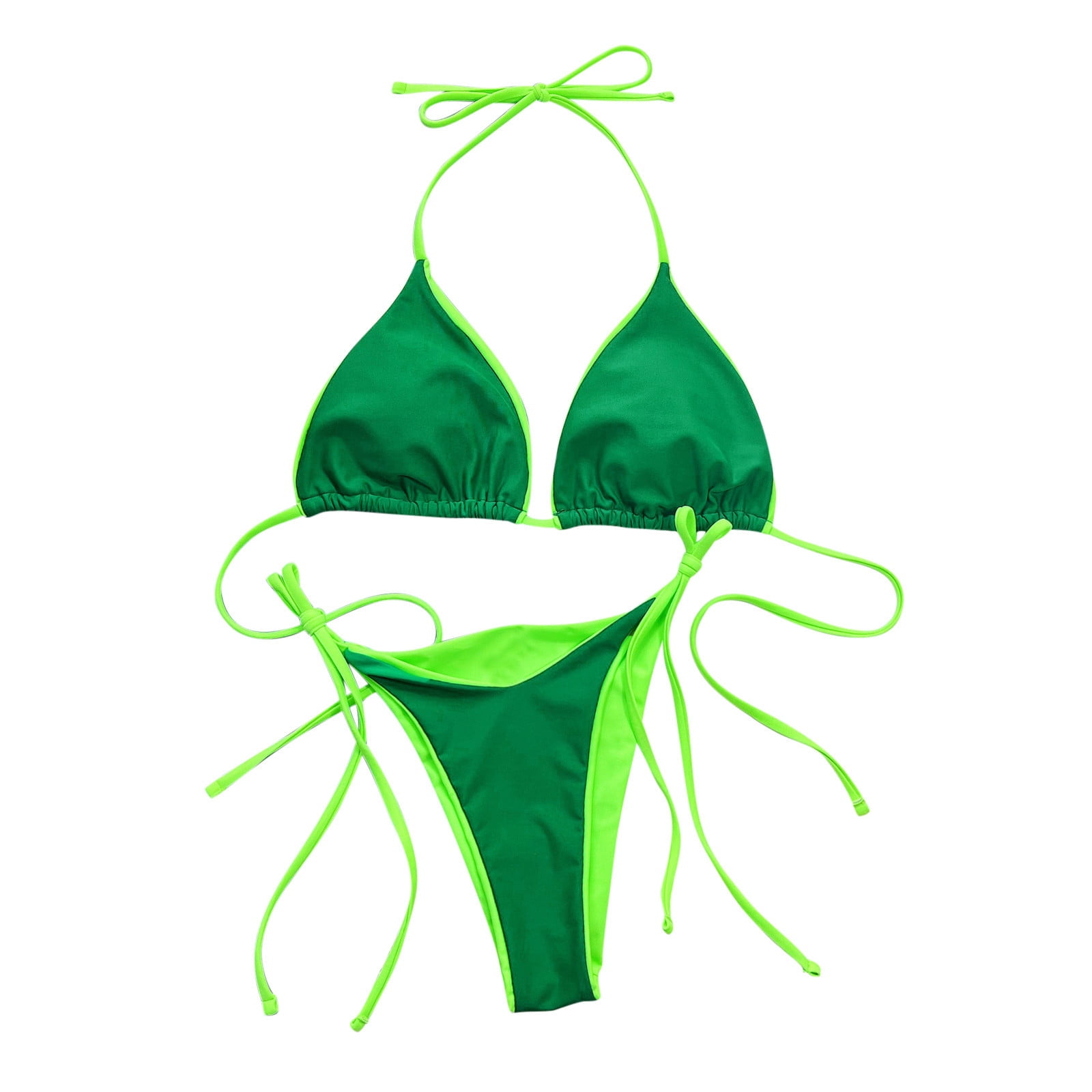 Wreesh Womens Two Piece Swimsuit String Bikini Sets Solid Bandage