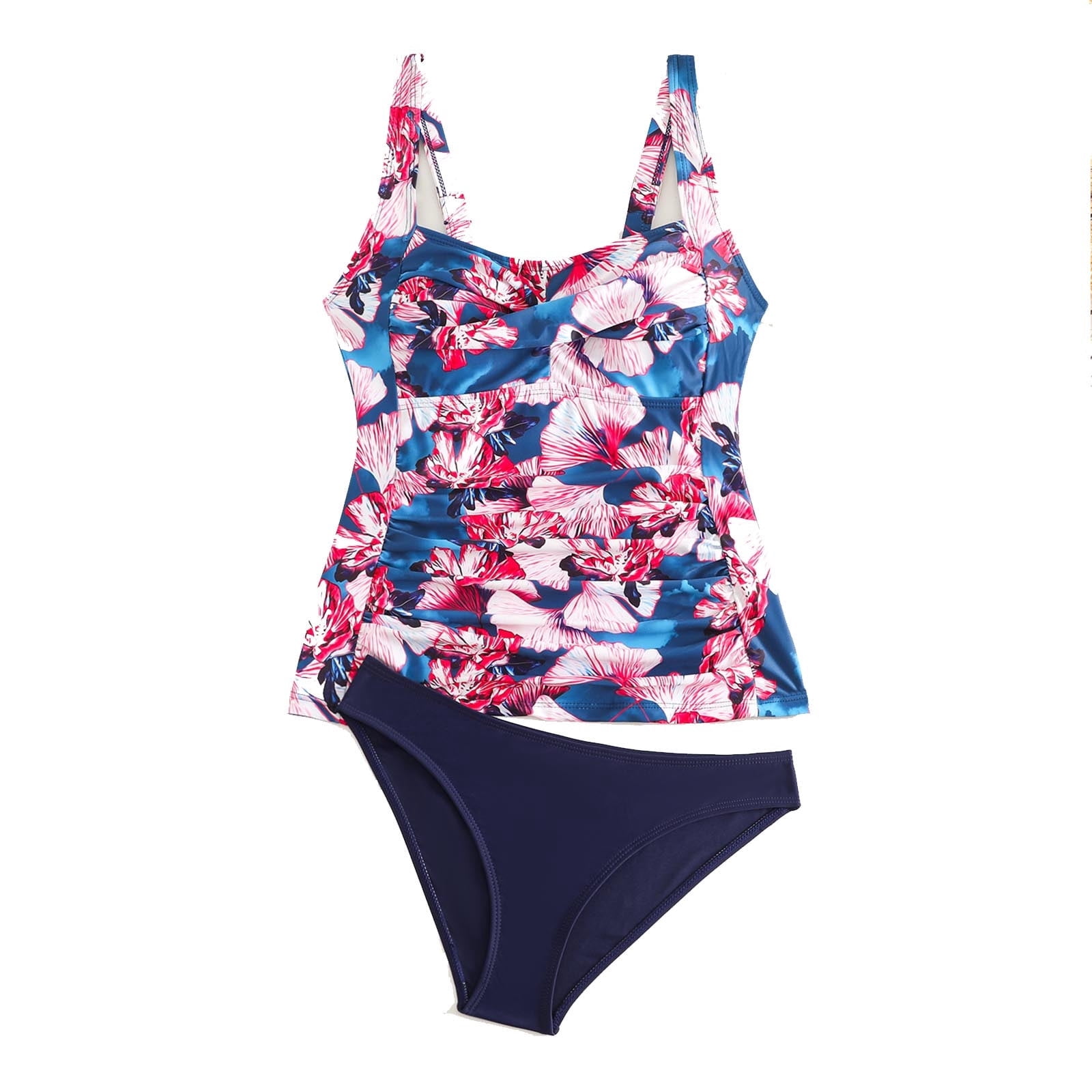 WREESH Womens Two Piece Swimsuit Tankini Fashion Swimsuit Ruched ...