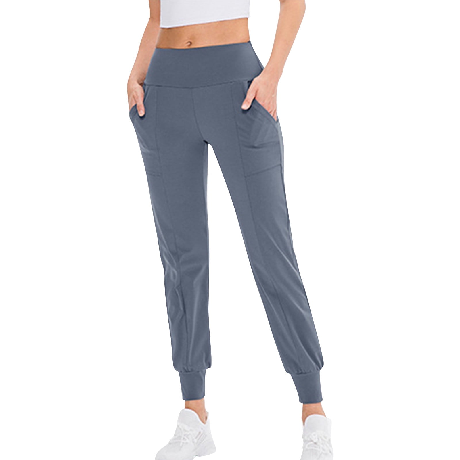 Wreesh Womens Yoga Pants Solid Color Elastic Waist Yoga Pants Leggings