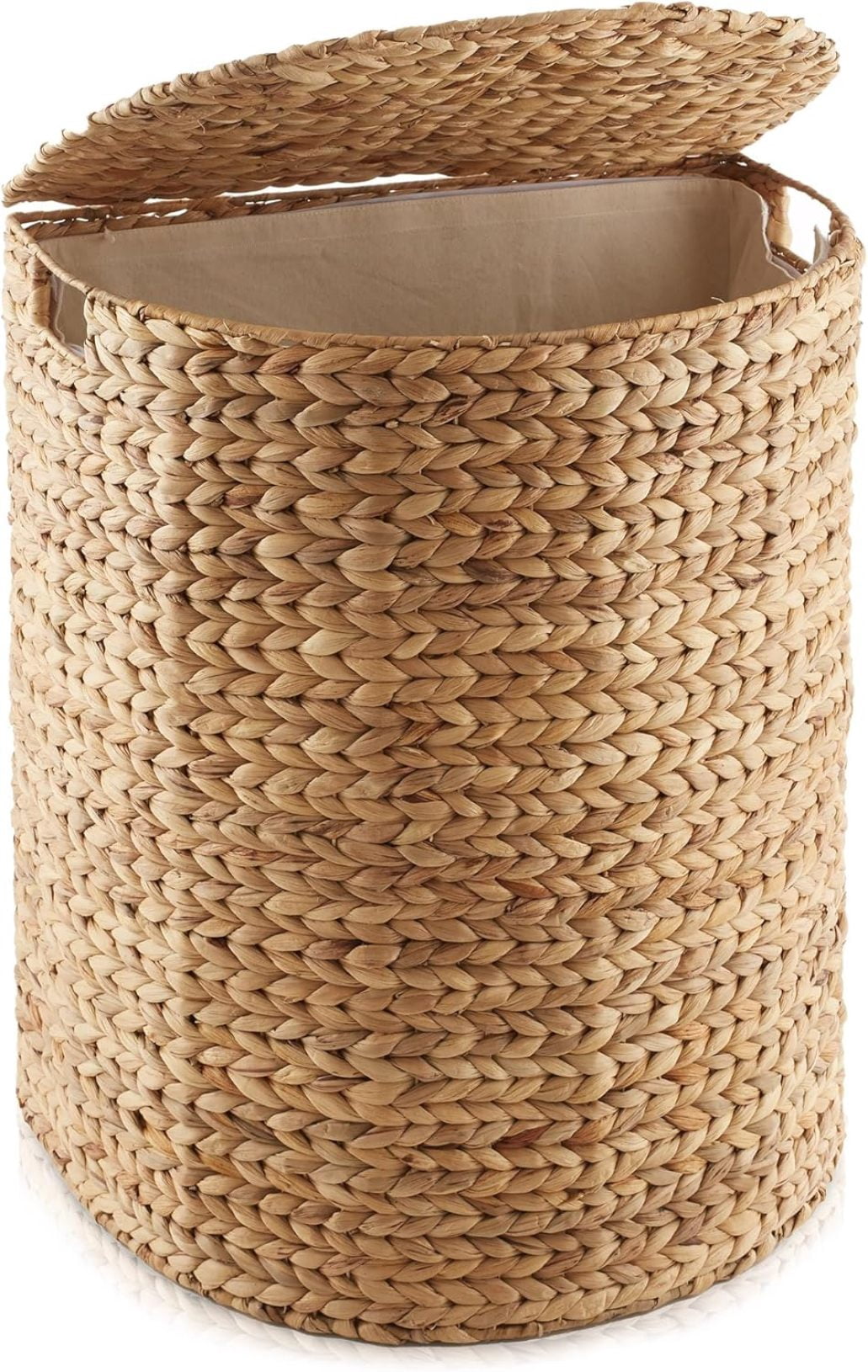 WRFP Half Moon Laundry Hamper with Lid and Removable Liner Bag ...