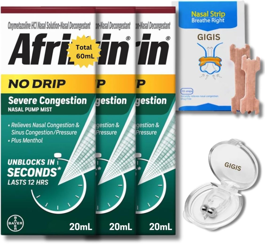 WRFP No-Drip Severe Congestion 12 Hour Nasal Spray, 3x20mL Bundle Anti ...