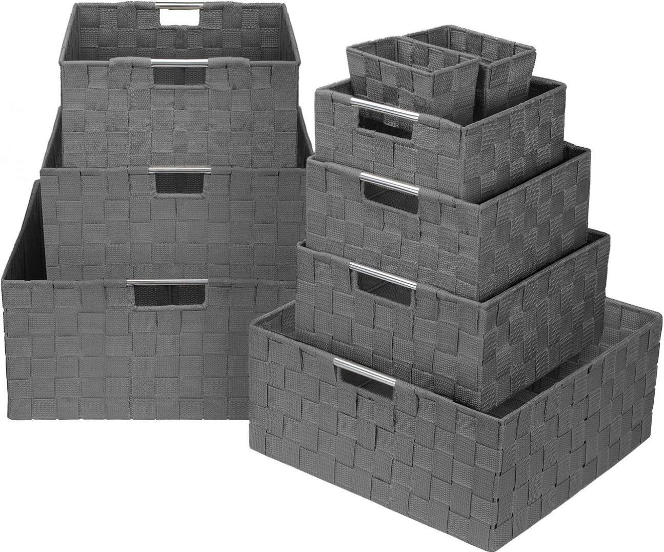 WRFP Set of 9 Storage Baskets for Organizing, Mesh Hand-Woven Design ...