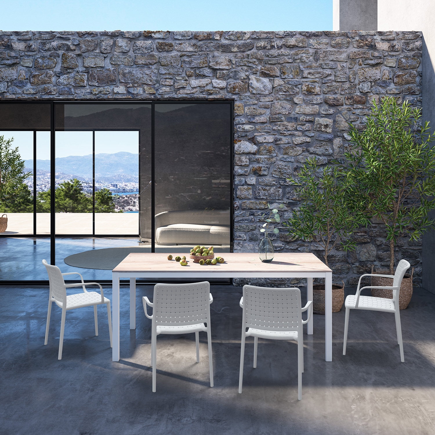 WRGHOME Bari Modern Outdoor/Indoor Plastic Resin Stacking Patio Dining ...
