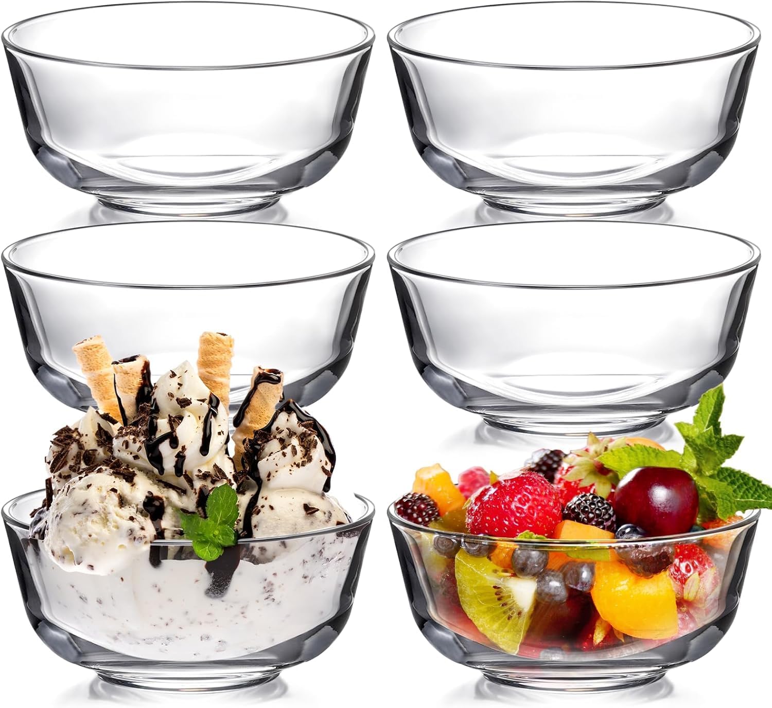 WRINGO Glass Bowls for Kitchen Prep Dessert Dips and Candy Dishes Cake ...