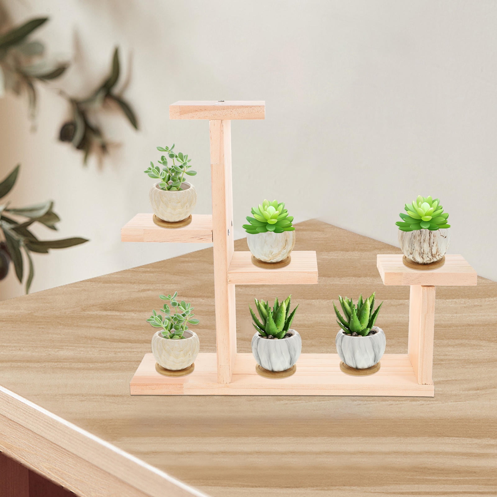WRISTBIQUE Succulent Rack Wood Plant Stand Light Yellow 1 Set 15.7X12 ...