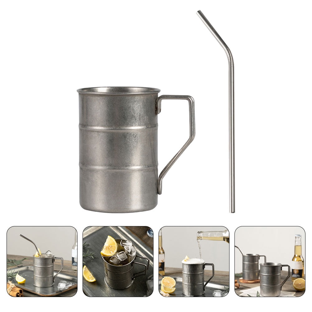 WRISTBIQUE Wristbique 1 Set Stainless Steel Silver Retro Round Tumbler ...