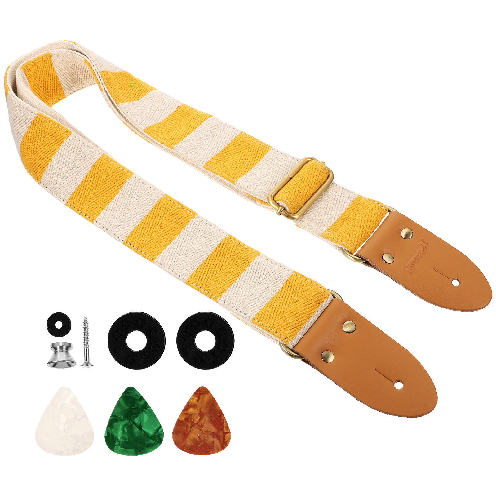 WRISTBIQUE Practical Yellow Guitar Shoulder Strap with Adjustable ...