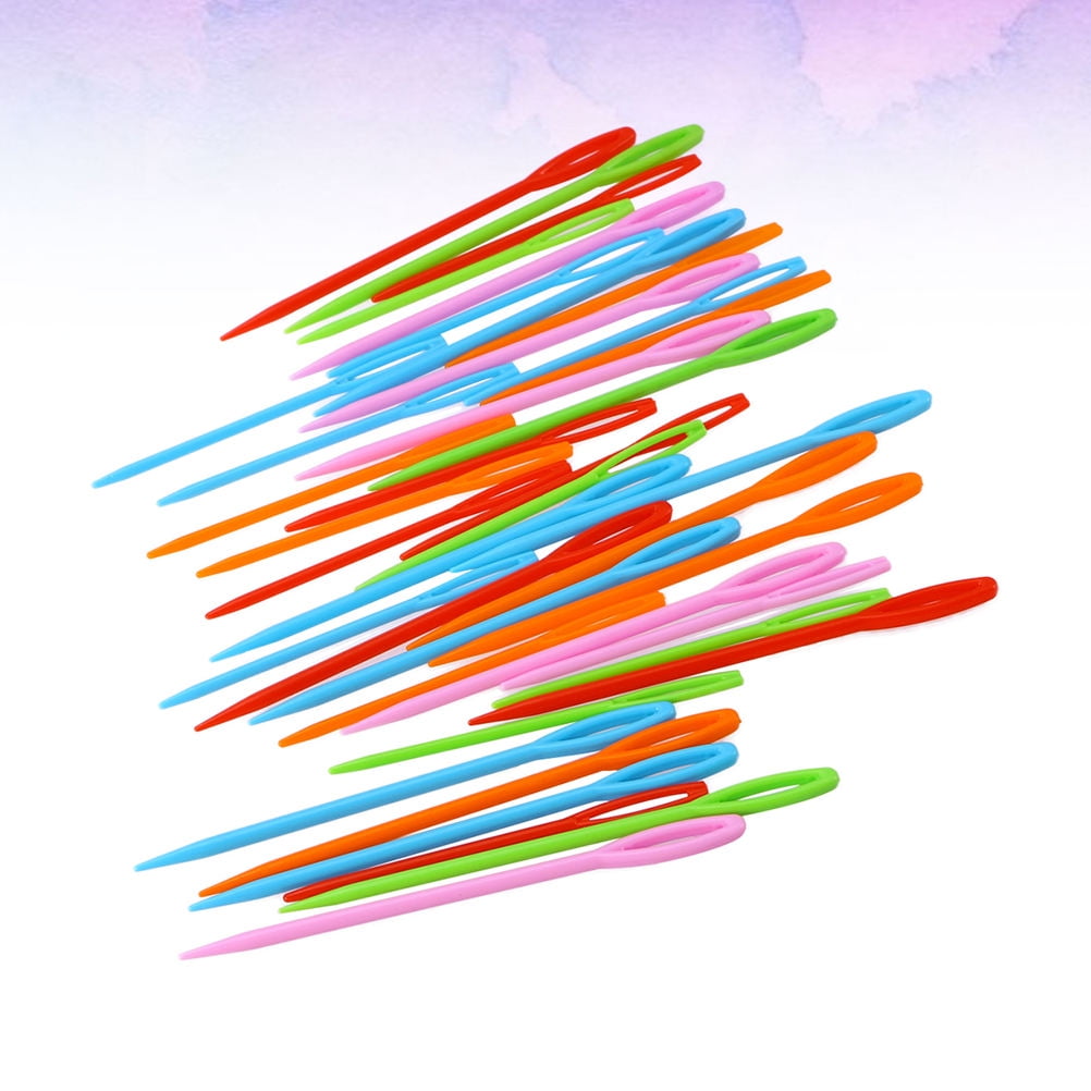 WRISTBIQUE 100Pcs Assorted Color Plastic Needles for Sewing Knitting ...