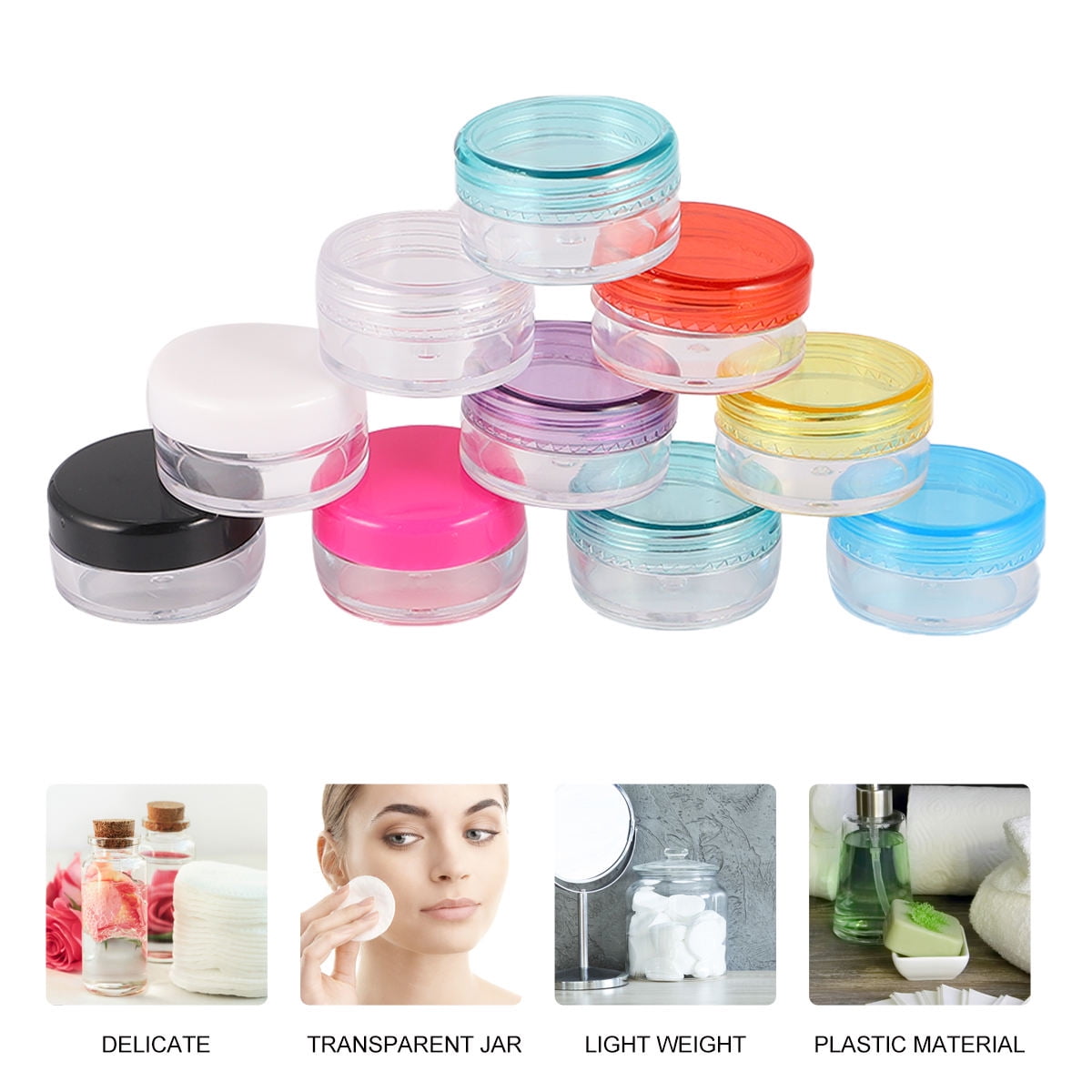 WRISTBIQUE 100Pcs Containers For Creams 3X3X1.6in Plastic Creams ...