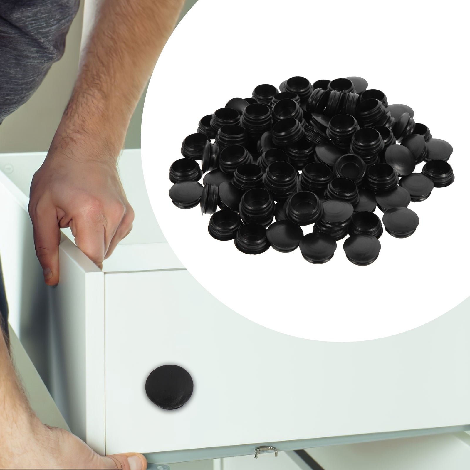WRISTBIQUE Cabinet Door Plug Hole Plugs Black Plastic 100pcs - Walmart.com