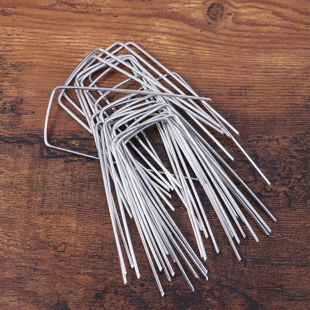 WRISTBIQUE 100Pcs U-Shape Nails Pet Turf Nails for Tents Canopies Tarps ...