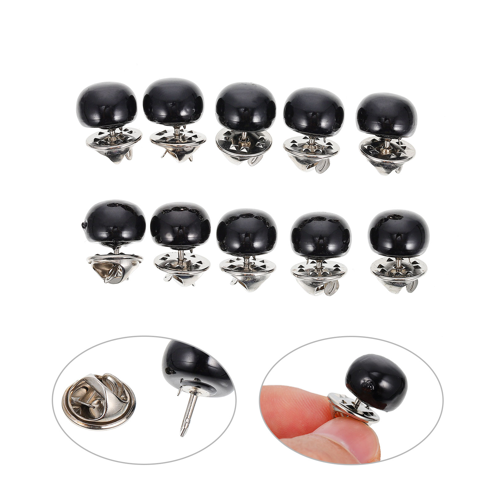 WRISTBIQUE 10Pcs Black Buttons for Sewing with Safety Pin for Clothing ...