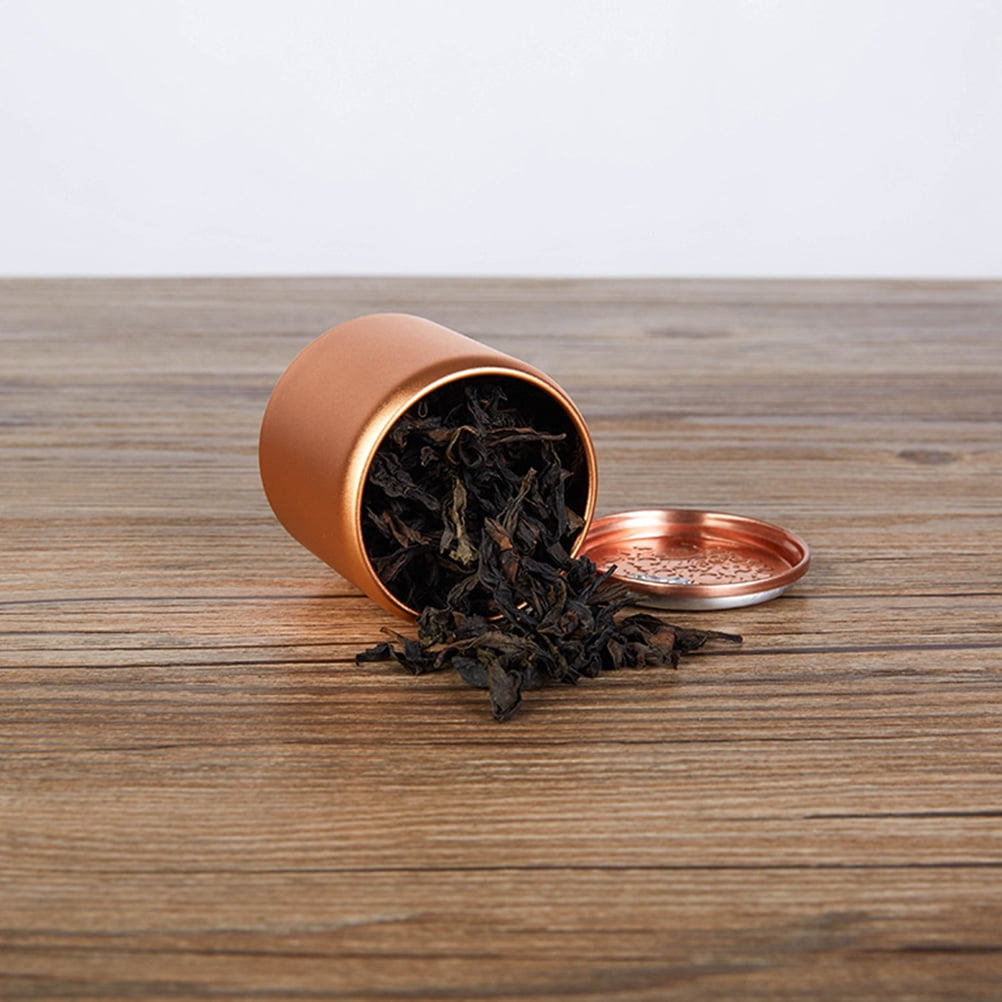 WRISTBIQUE 10Pcs Simple Round Golden Tea Storage Can for Food Packing ...