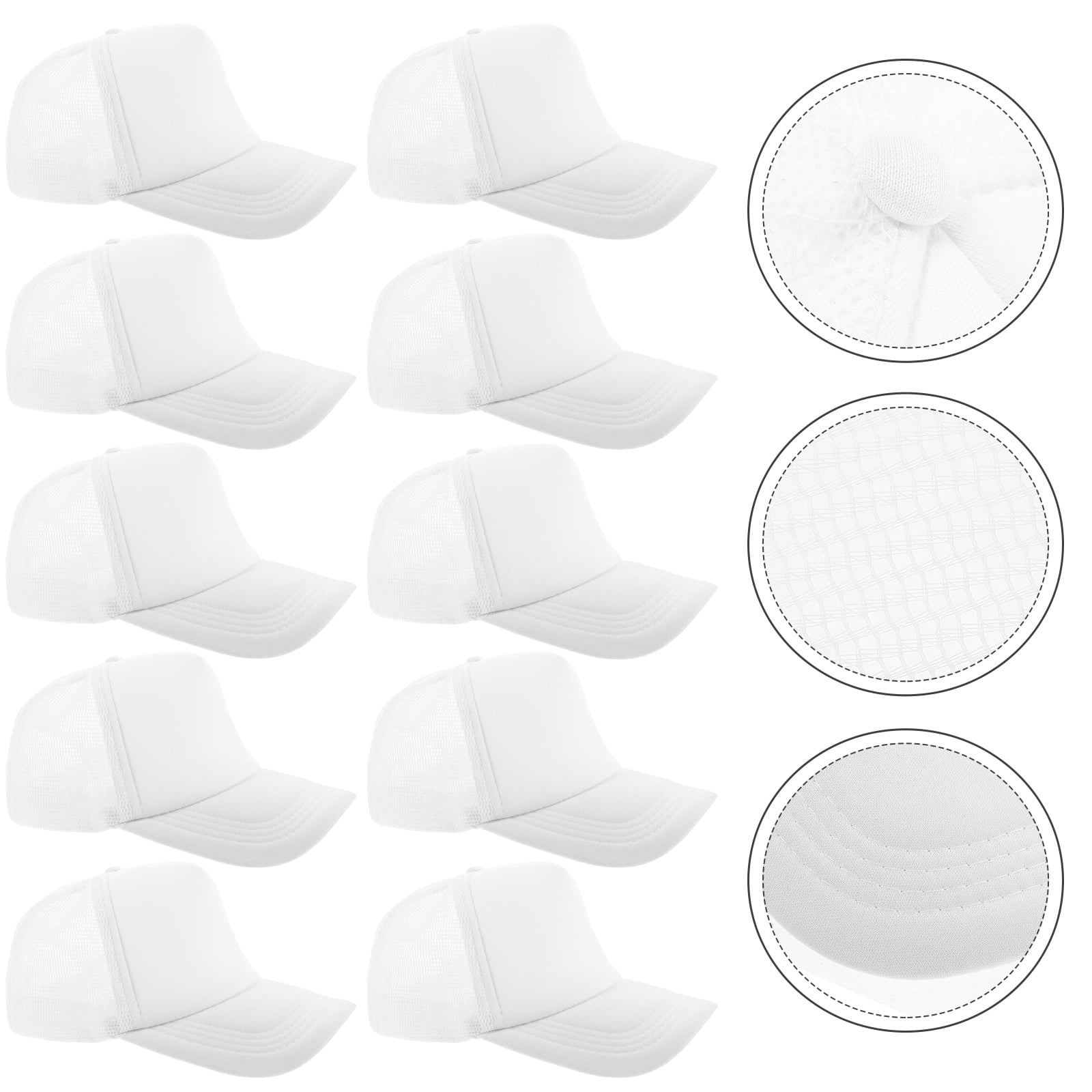 WRISTBIQUE 10Pcs White Blank Heat Transfer Hats Simple Elegant Unisex ...
