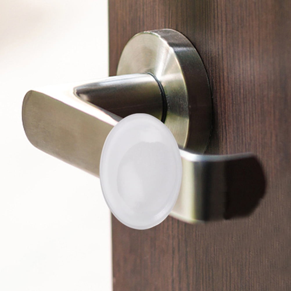 WRISTBIQUE Door Handle Stoppers Clear 10Pcs 1.8In Round Silicone Simple ...