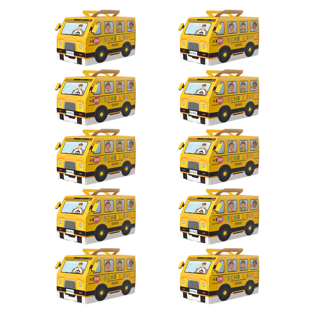WRISTBIQUE 10pcs Candy Boxes Yellow Cardboard School Bus Decoration Box ...