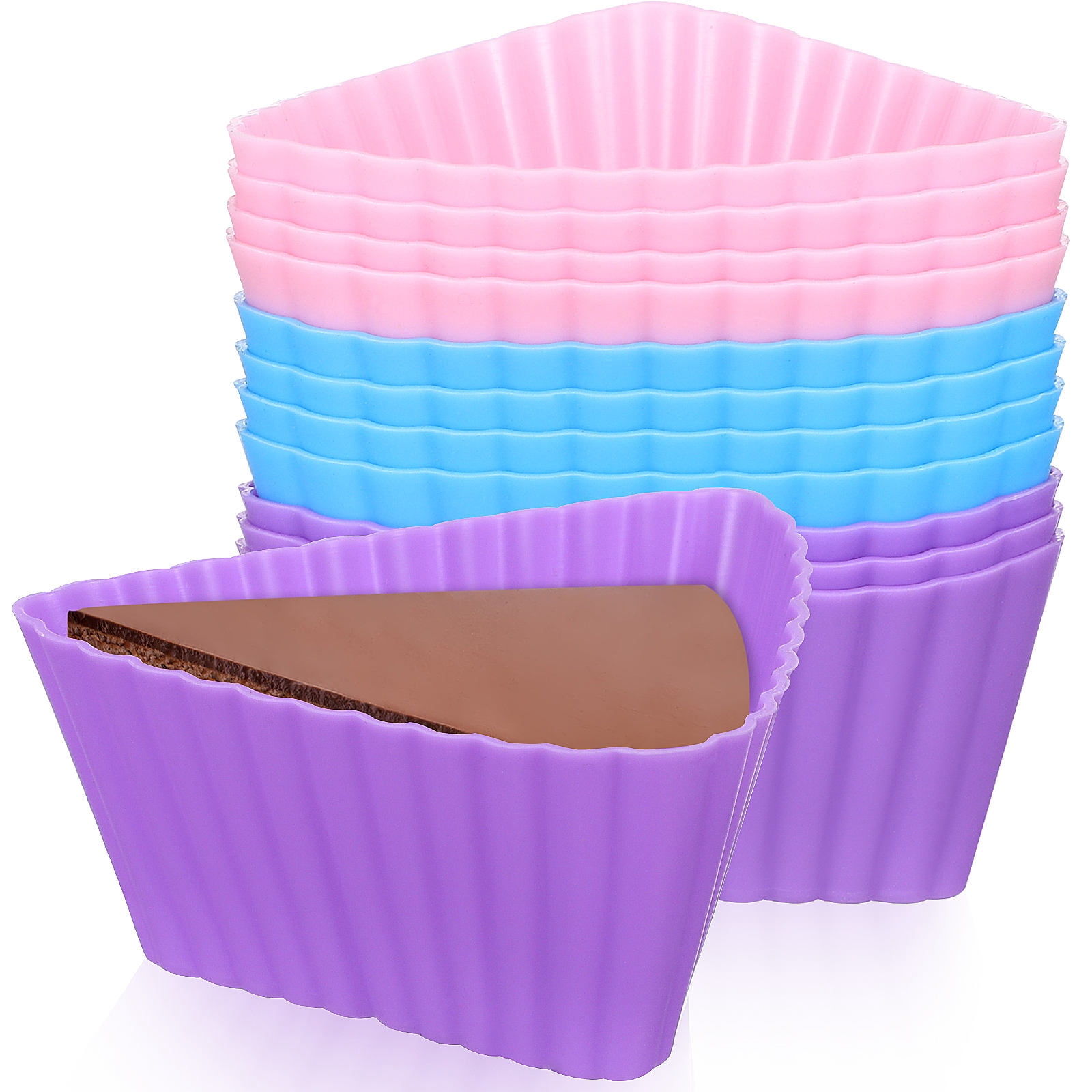 WRISTBIQUE 12Pack Silicone Moulds for Cakes Triangle Baking Style ...