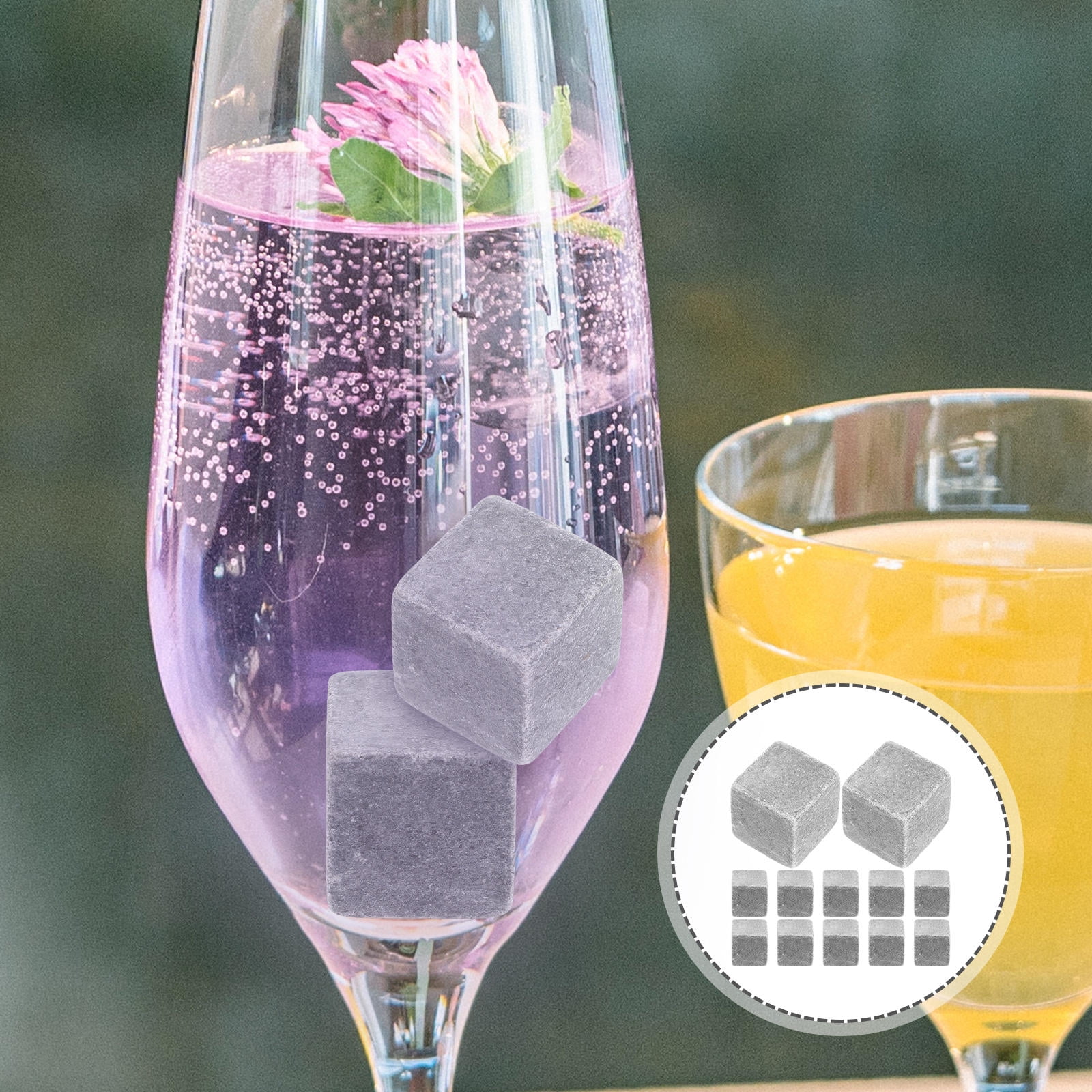 WRISTBIQUE 12Pcs Beverage Cooling Stones Grey Marble Reusable for ...