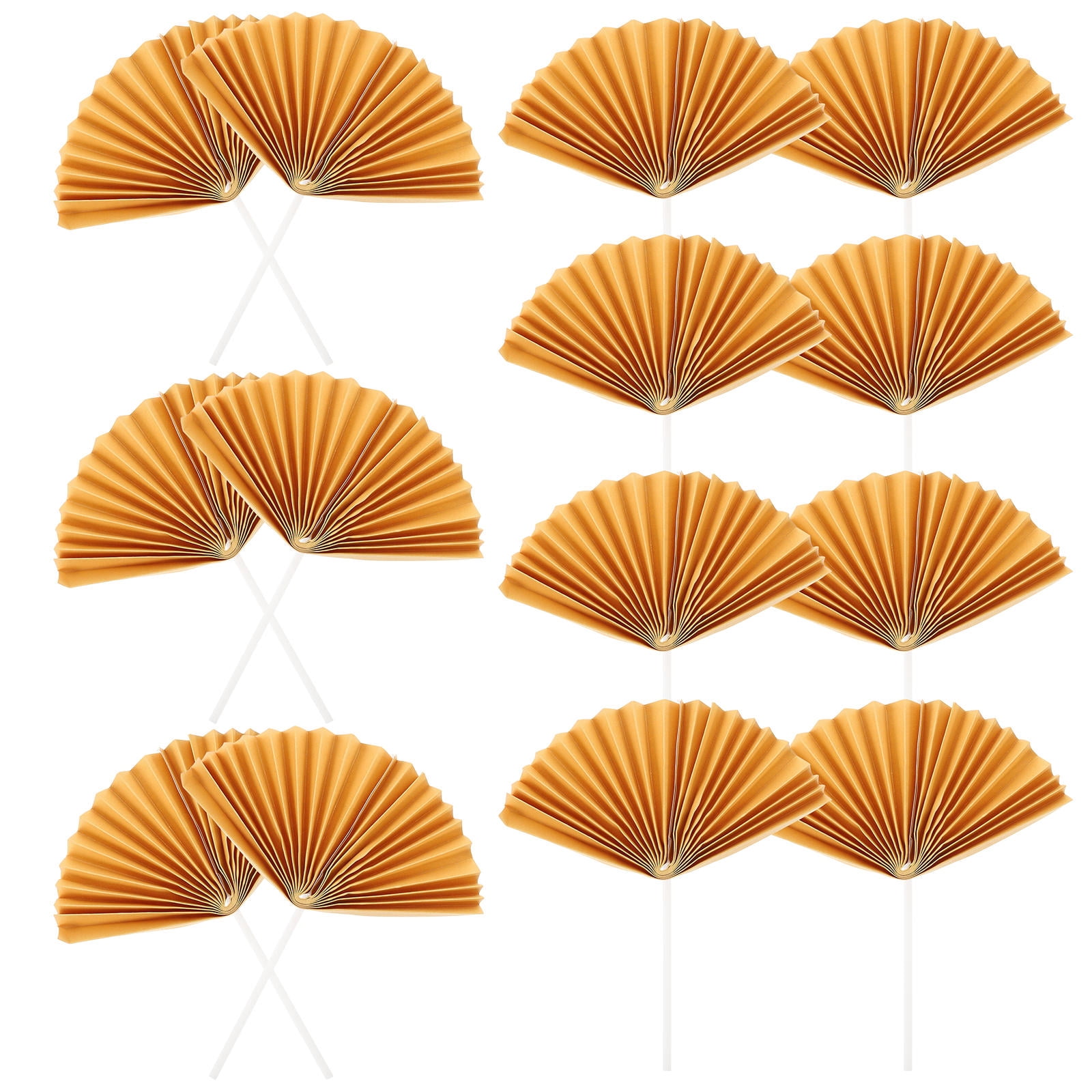 WRISTBIQUE 16Pcs Paper Fan Cake Picks in Golden Paper Material Unique ...