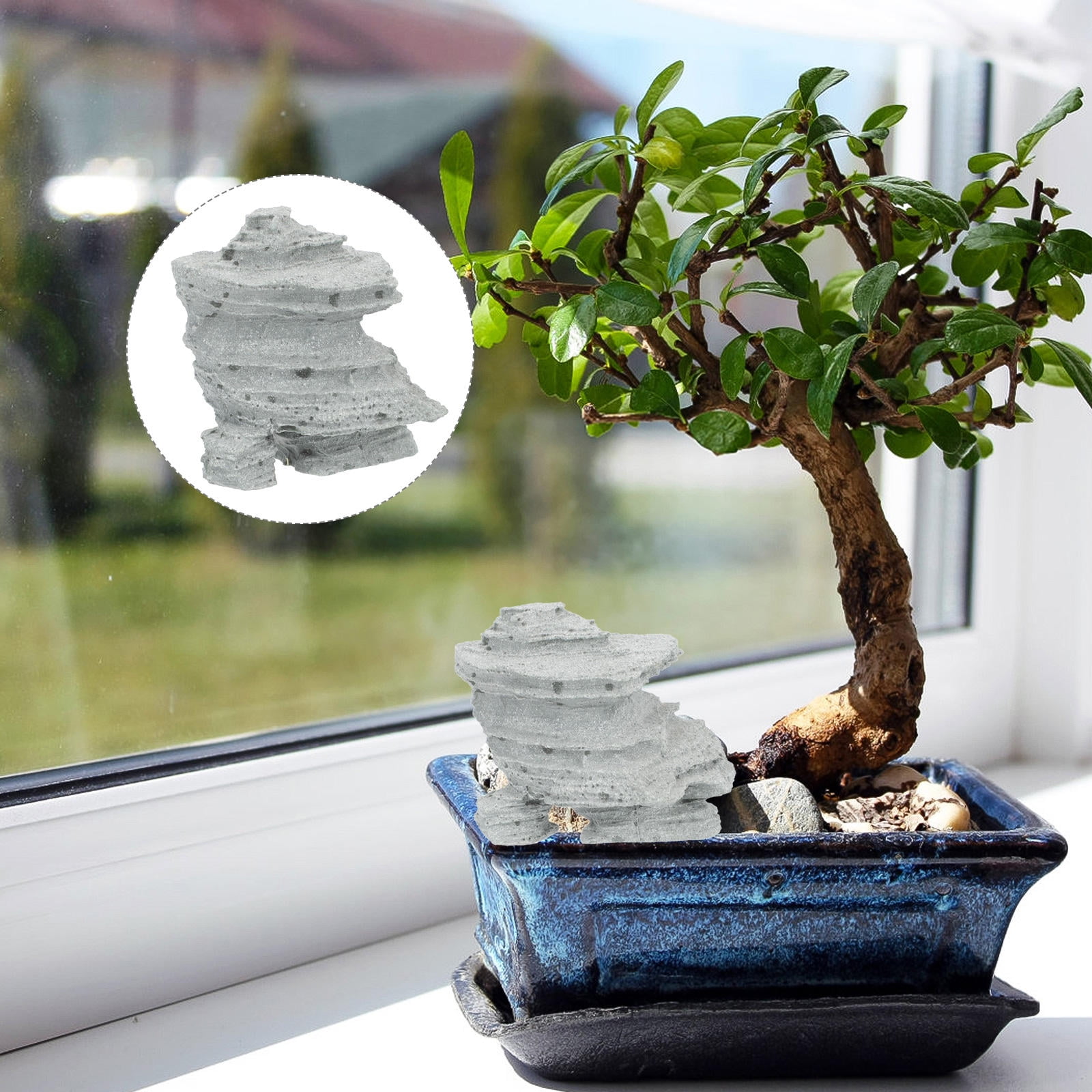 WRISTBIQUE 1Pack Grey Sandstone Bonsai Landscaping Stone for Micro ...