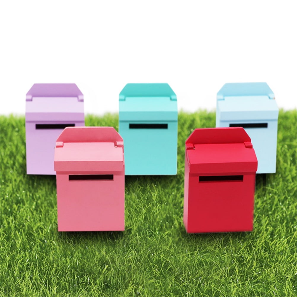 WRISTBIQUE Mini Mailbox Pink Wood Dollhouse Display Box Collectors 1Pcs ...