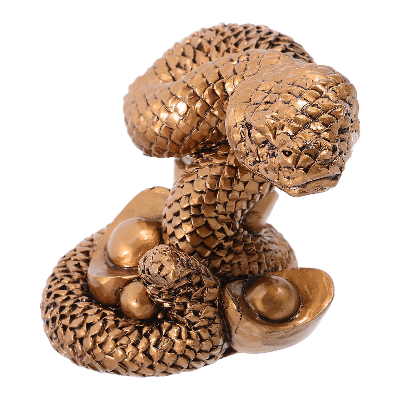 WRISTBIQUE 1Pack Resin Snake Figurine Dark Brown Golden 8.50X8.00X6 ...