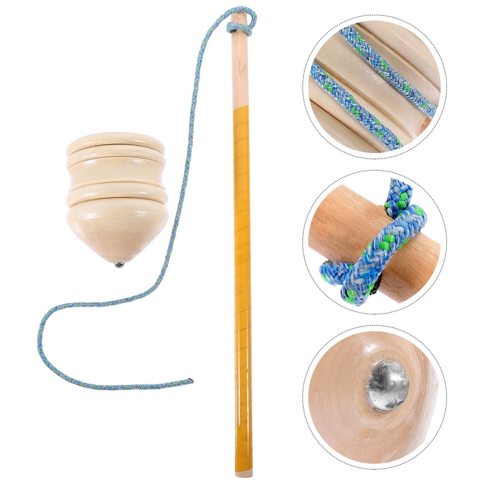 WRISTBIQUE Gyroscope Peg-Top Toy Beige Wood 1Set 4.7x3.9x3.9in ...