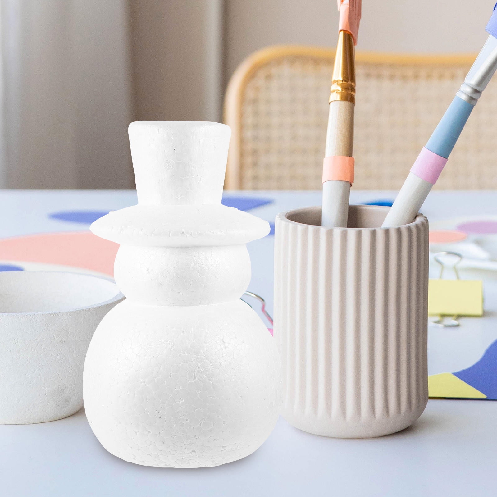 WRISTBIQUE Snowman Ornament Craft White Polystyrene Decoration for ...