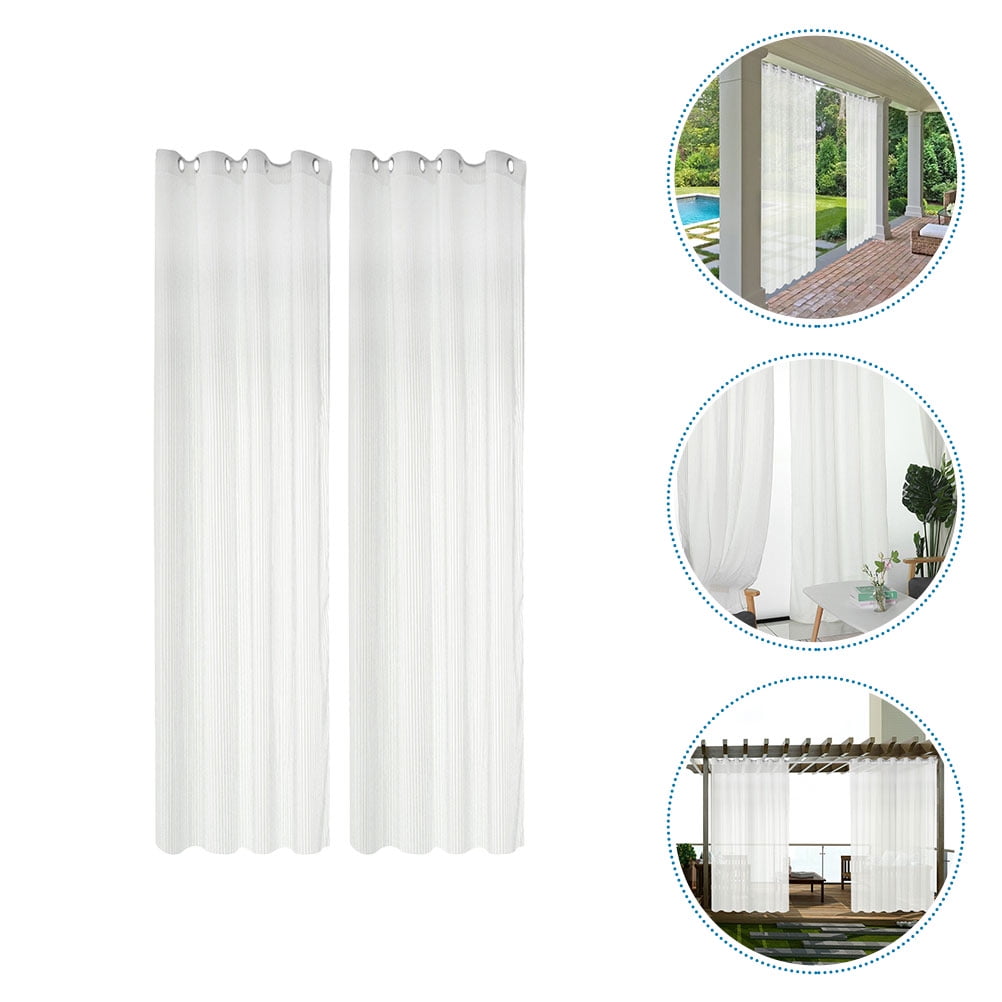 WRISTBIQUE Elegant White Waterproof Curtain for Outdoor Use Polyester ...