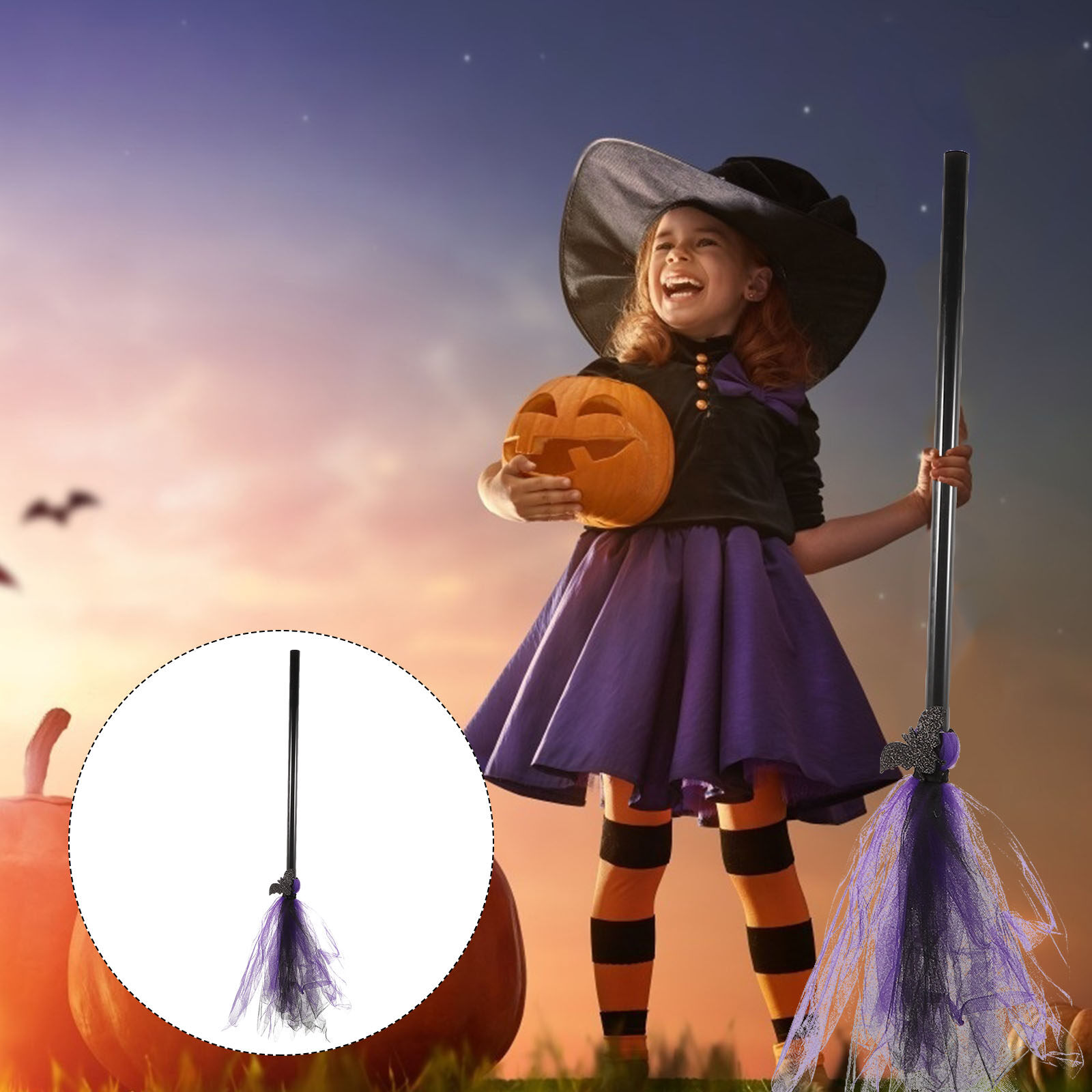 WRISTBIQUE 1Pcs Purple Plastic Broom Prop Broom Shape For Children In ...