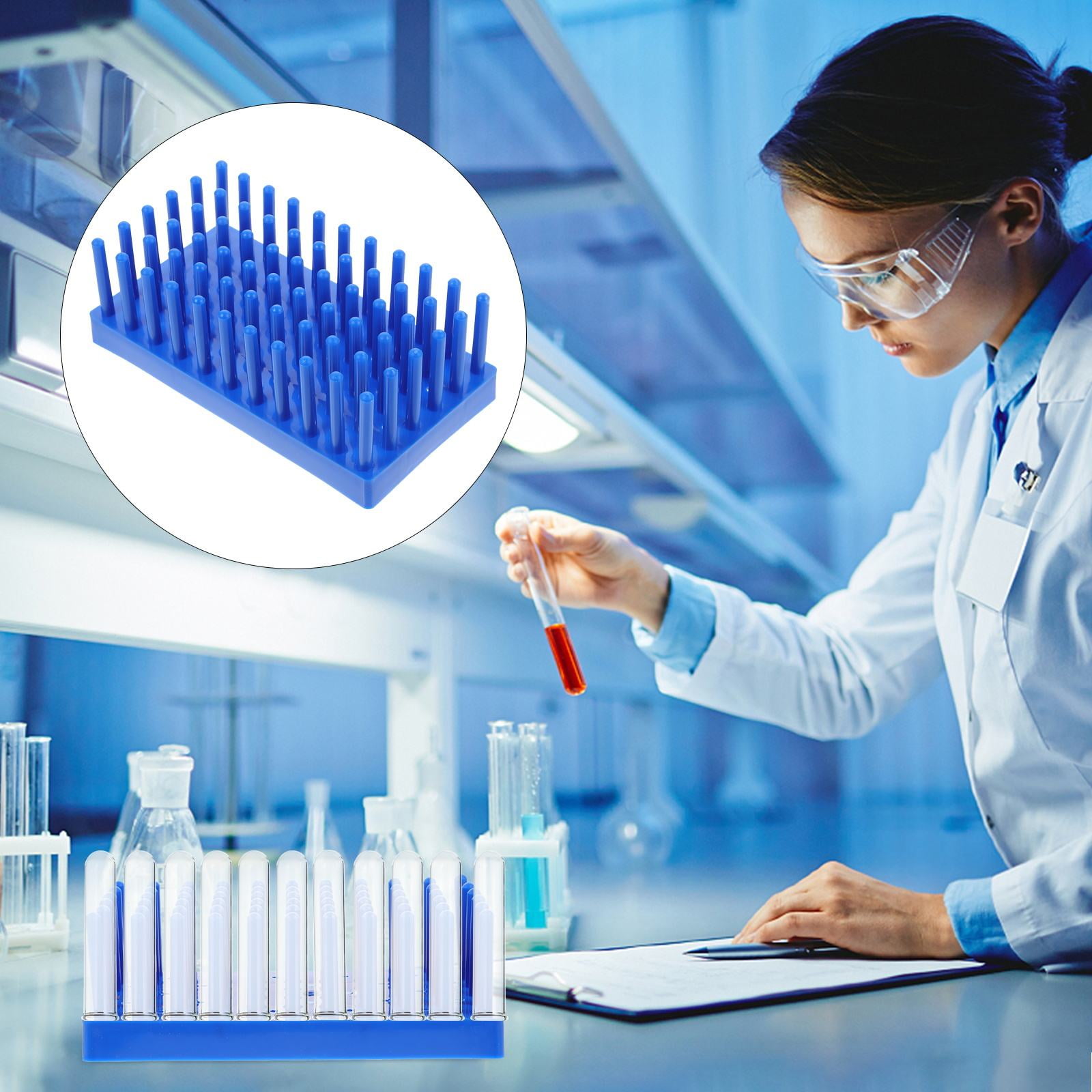 WRISTBIQUE 1Pcs Tube Racks Blue Plastic Test Tube Stand for Laboratory ...