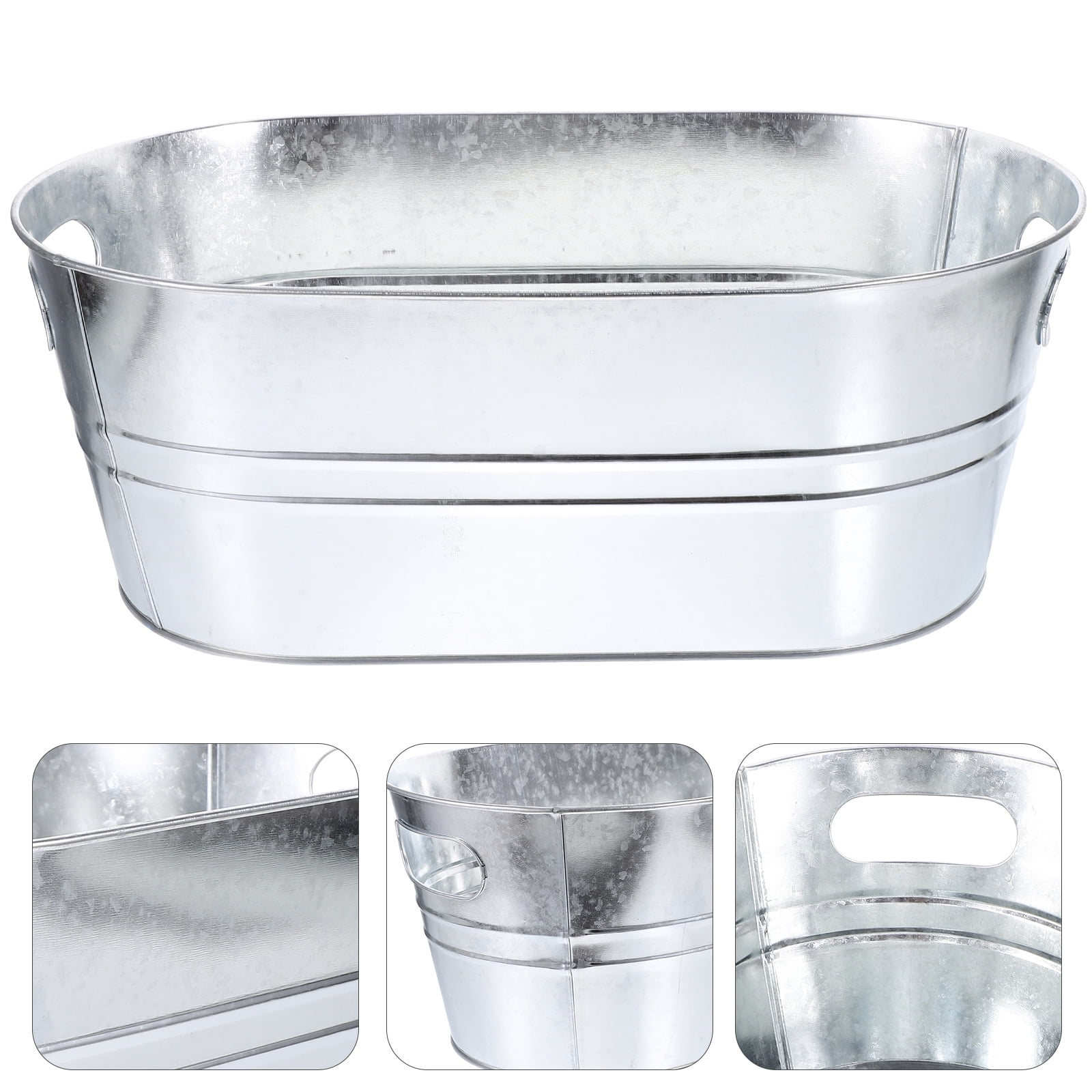 WRISTBIQUE Ice Storage Containers Silver 1Pcs 38x24cm 15L Galvanized ...