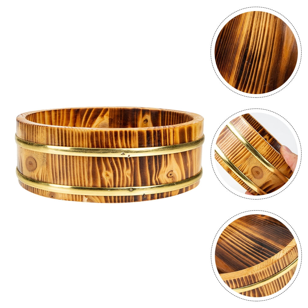 WRISTBIQUE 1Set Japanese Style Sushi Rice Bucket Cylindrical Wood ...