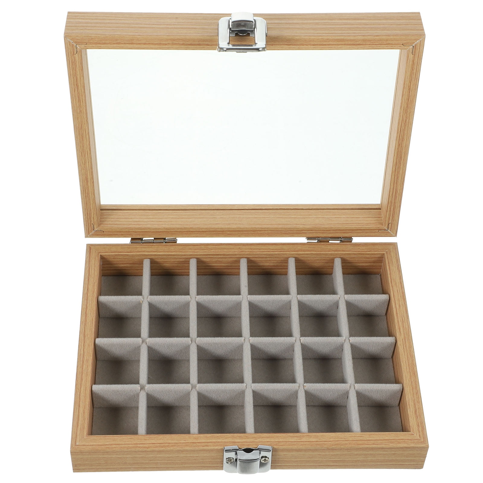WRISTBIQUE 1Set Trinket Storage Box Rectangular Grid Wooden Alloy ...