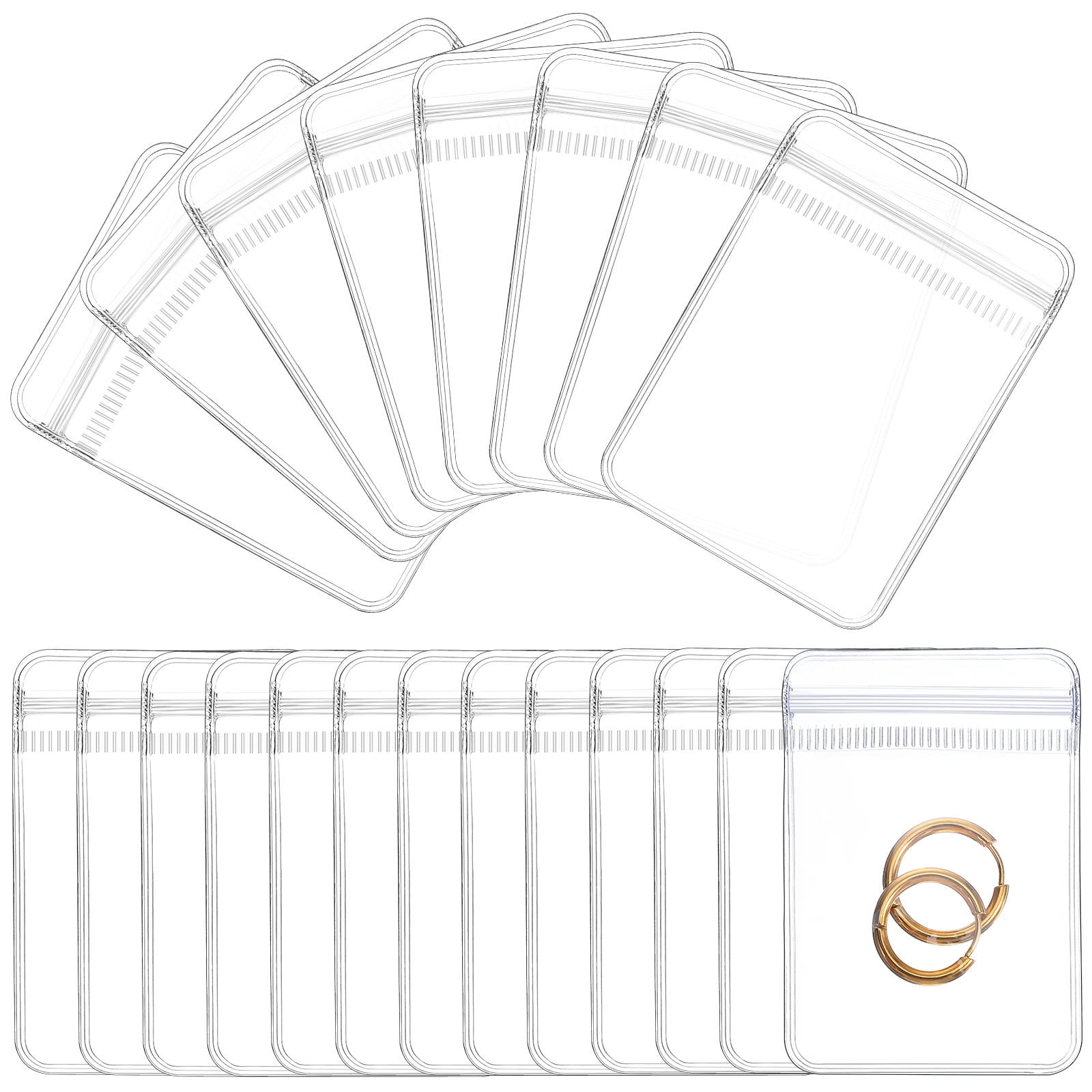 WRISTBIQUE 200Pcs Small Clear Jewelry Pouches Transparent PVC Self ...