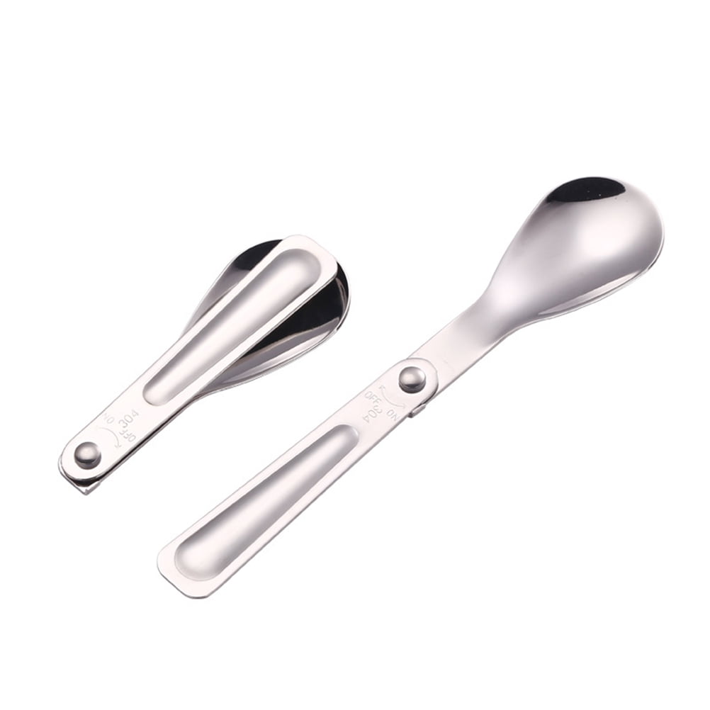 WRISTBIQUE 2Pcs 304 Stainless Steel Foldable Spoon for Outdoor and ...