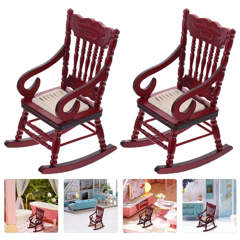 WRISTBIQUE 2Pcs Mini Chair Model Rocking Chair Models Miniature Scene ...
