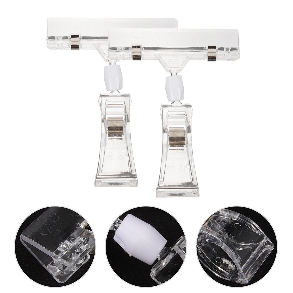 WRISTBIQUE Shelf Sign Clips Price Tag Clips Transparent Plastic 2Pcs ...