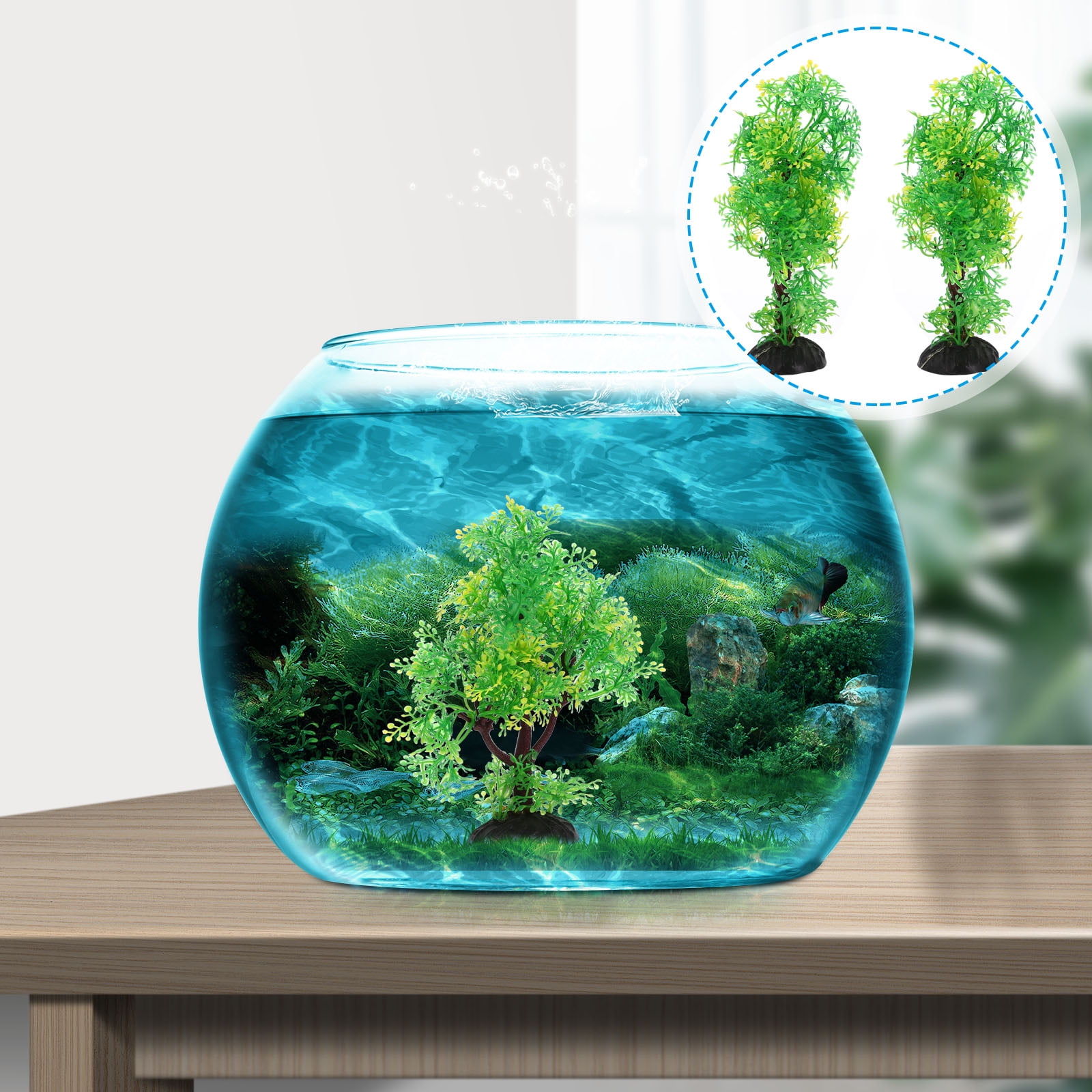 WRISTBIQUE 2Set Green Plastic Tree Shaped for Fish Tank Decorations and ...
