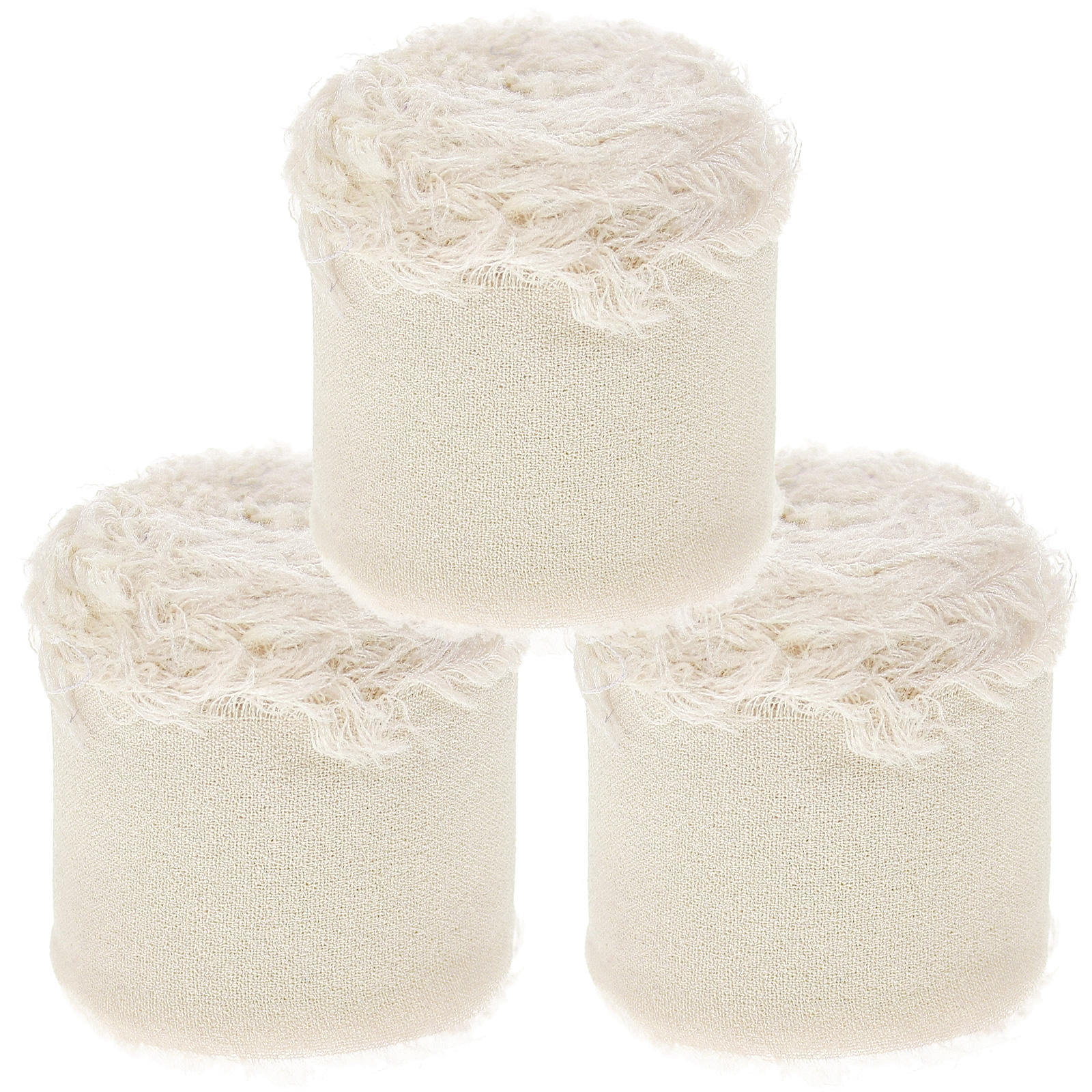 WRISTBIQUE 3 Rolls per Box Fringe Ribbons in White Polyester for ...