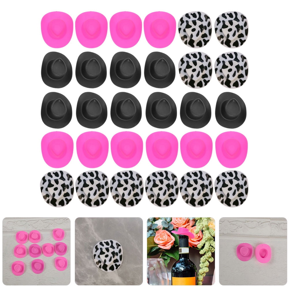 WRISTBIQUE Craft Tiny Hats Mini Cowboy Hat Plastic 30Pcs 2.08X1.77X0 ...