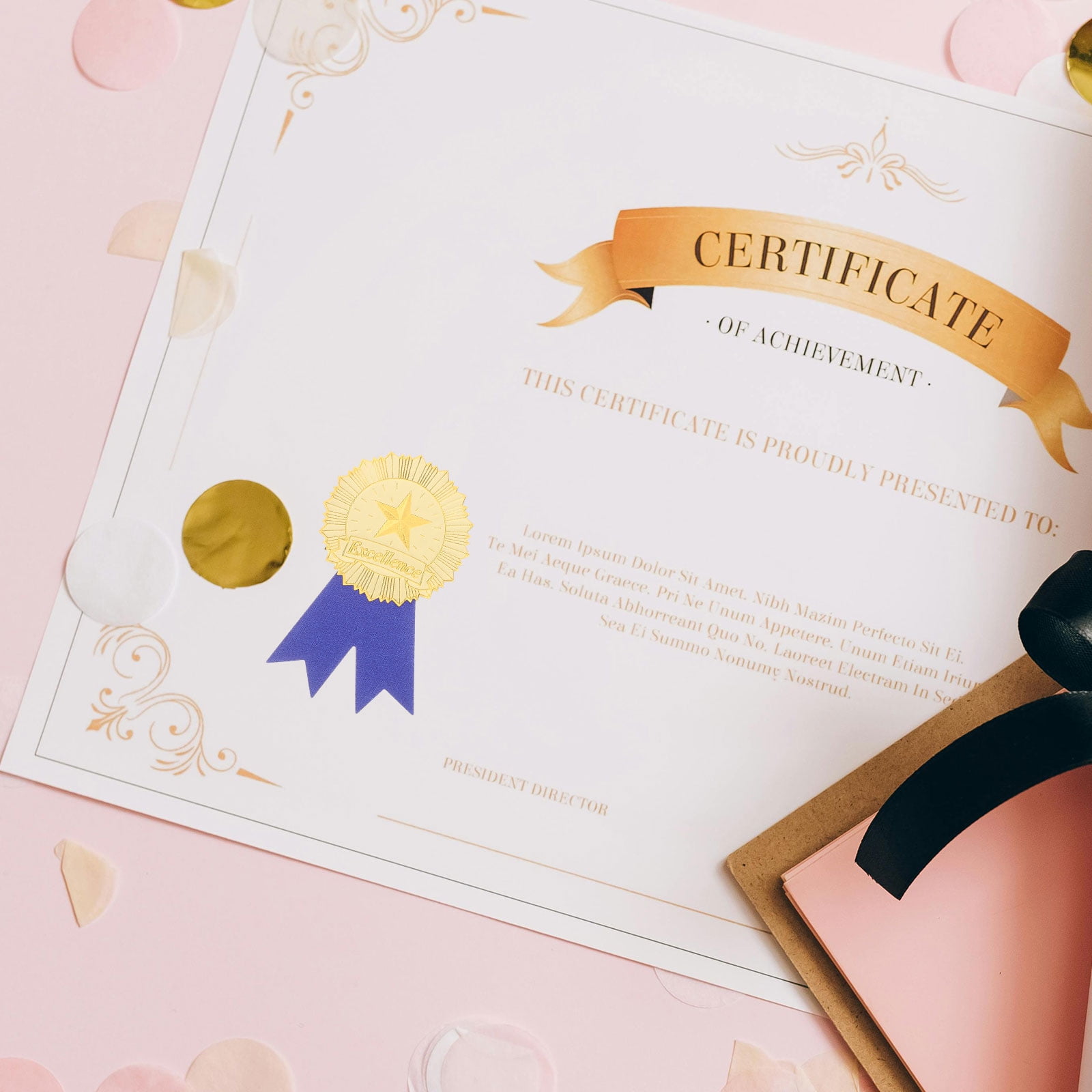 WRISTBIQUE Blue Paper Medal Stickers Versatile for Certificates and ...