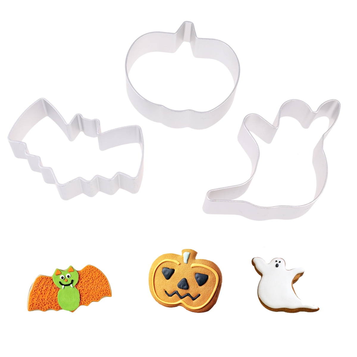 WRISTBIQUE 3Pcs Chocolate Molds Silver Pumpkin Bat Ghost Biscuit Moulds ...