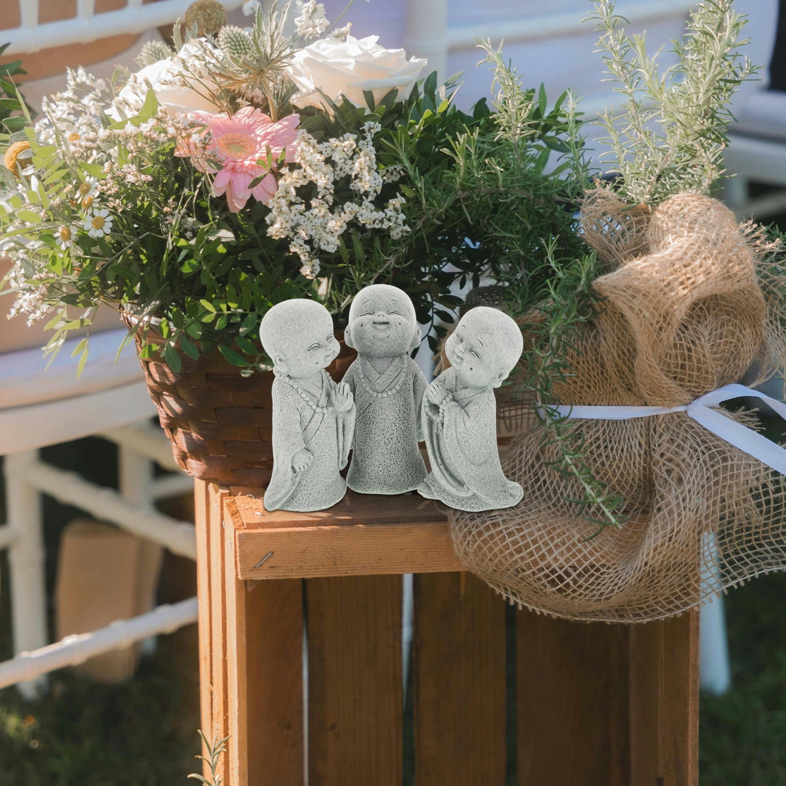 WRISTBIQUE 3Pcs Small Statue Figurines Blue Sandstone Office Desk ...