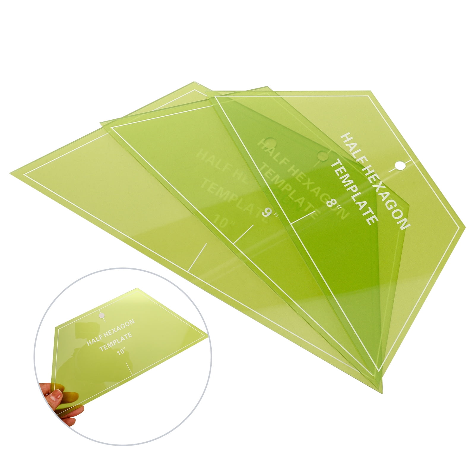 WRISTBIQUE 3pcs Half Hexagon Quilting Ruler Patchwork Templates Clear ...