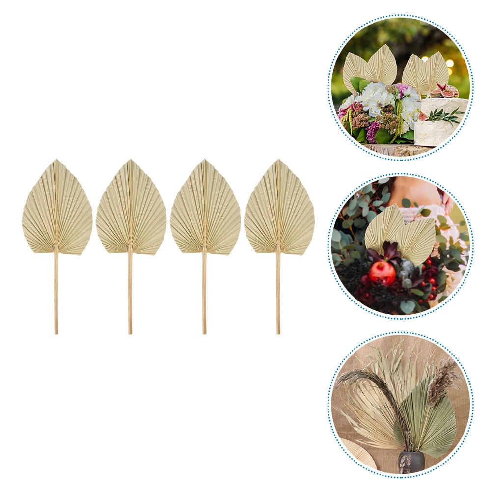 WRISTBIQUE 4Pcs Artificial Palm Leaf Wall Hanging Khaki Wood for Hawaii ...