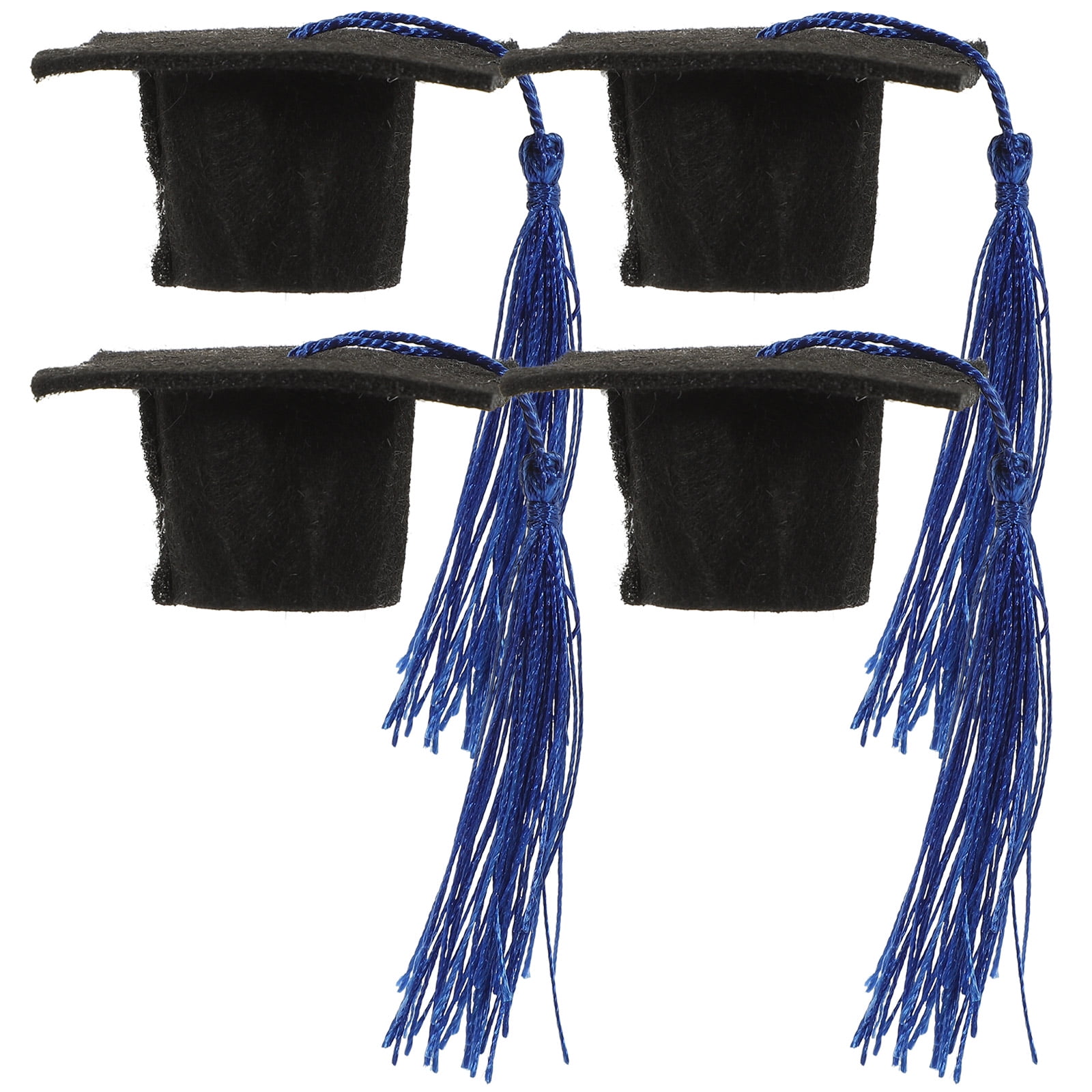 WRISTBIQUE Blue Felt Graduation Cap Decoration 4pcs Mini Hats for Wine ...