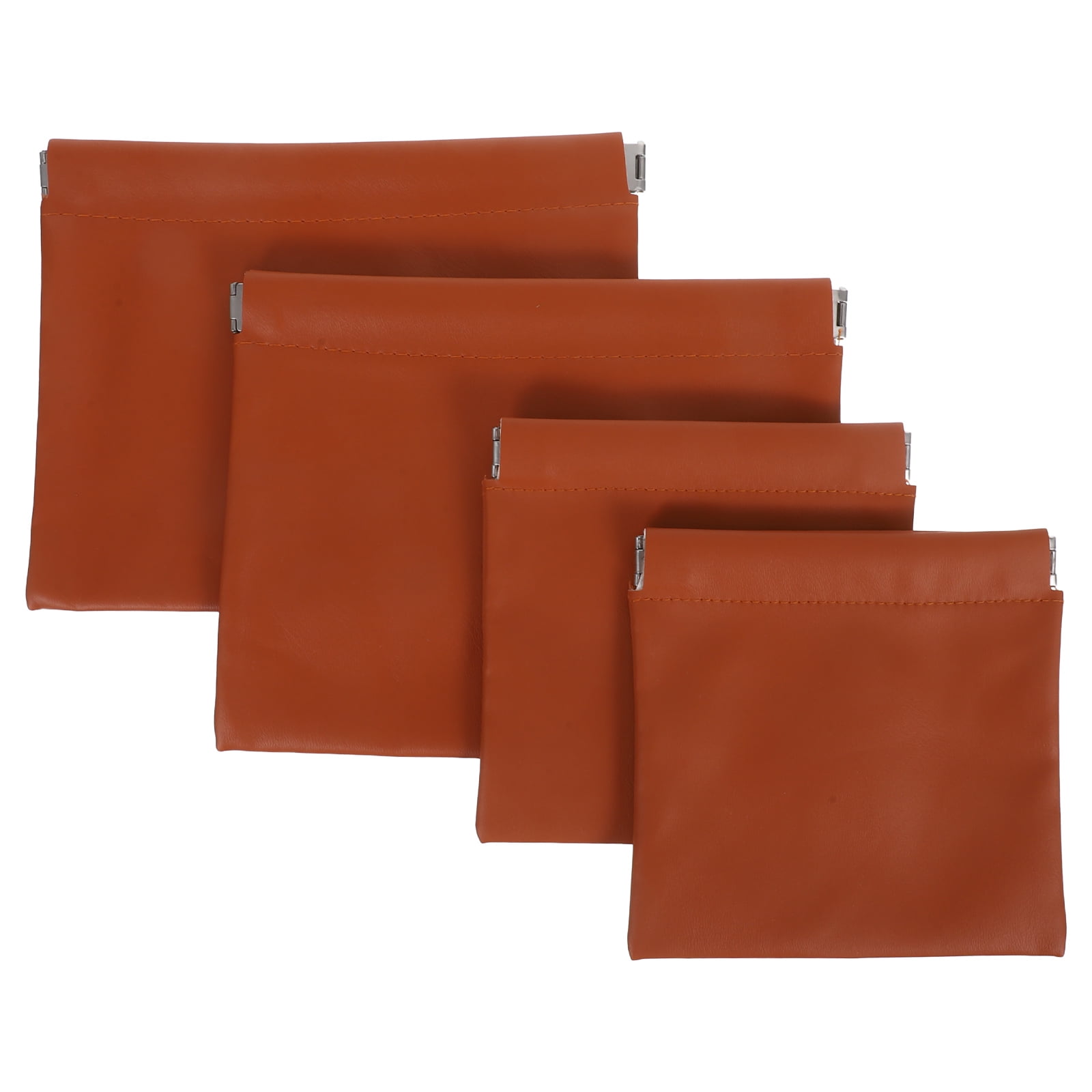 WRISTBIQUE 4-Pack Brown PU Pocket Pouches with Self-Closing Design ...